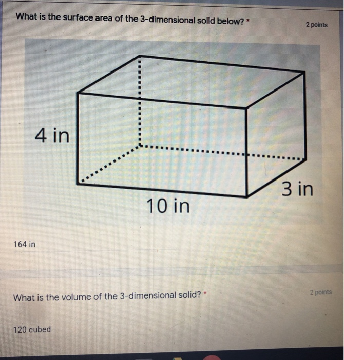 Solved What is the surface area of the 3-dimensional solid | Chegg.com
