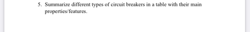 Solved Summarize different types of circuit breakers in a | Chegg.com