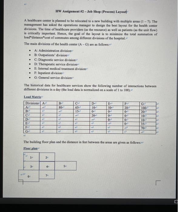 HW Assignment #2 - Job Shop (Process) Layout A | Chegg.com