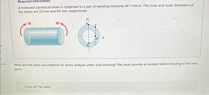 Solved A hollowed cylindrical beam is subjected to a pair of | Chegg.com
