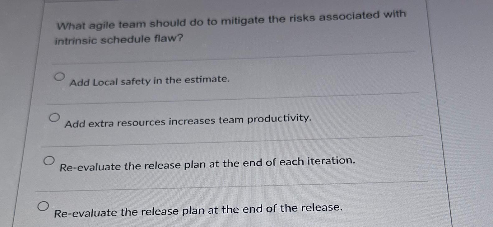Solved What agile team should do to mitigate the risks | Chegg.com