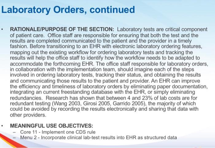 Solved Laboratory Order Workflow Template: During Office | Chegg.com