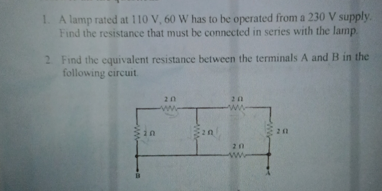Solved A lamp rated at 110V,60W ﻿has to be operated from a | Chegg.com