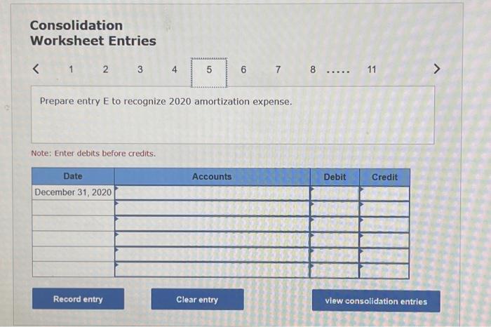 Solved Consolidation Worksheet Entries Prepare entry S to | Chegg.com