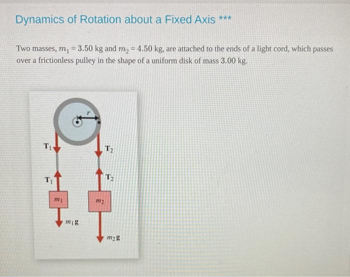 Solved Dynamics of Rotation about a Fixed Axis *** Two | Chegg.com
