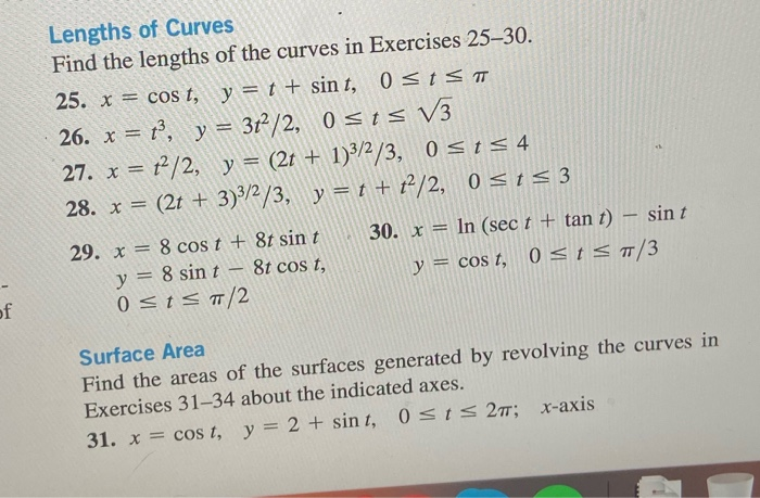 Solved Lengths of Curves Find the lengths of the curves in | Chegg.com