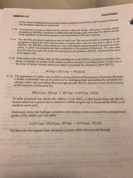 Solved Blue 4. An unknown containing only cations of Group | Chegg.com