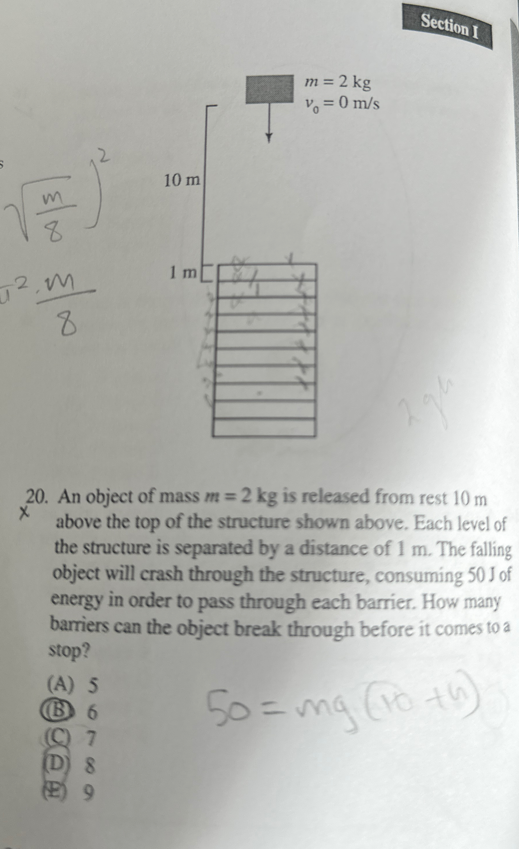 Solved Section I20. ﻿An object of mass m=2kg ﻿is released | Chegg.com