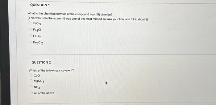 Solved What is the chemical formula of the compound iron | Chegg.com
