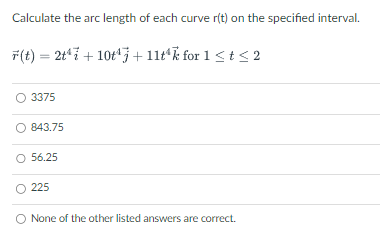 Solved Calculate the arc length of each curve r(t) ﻿on the | Chegg.com