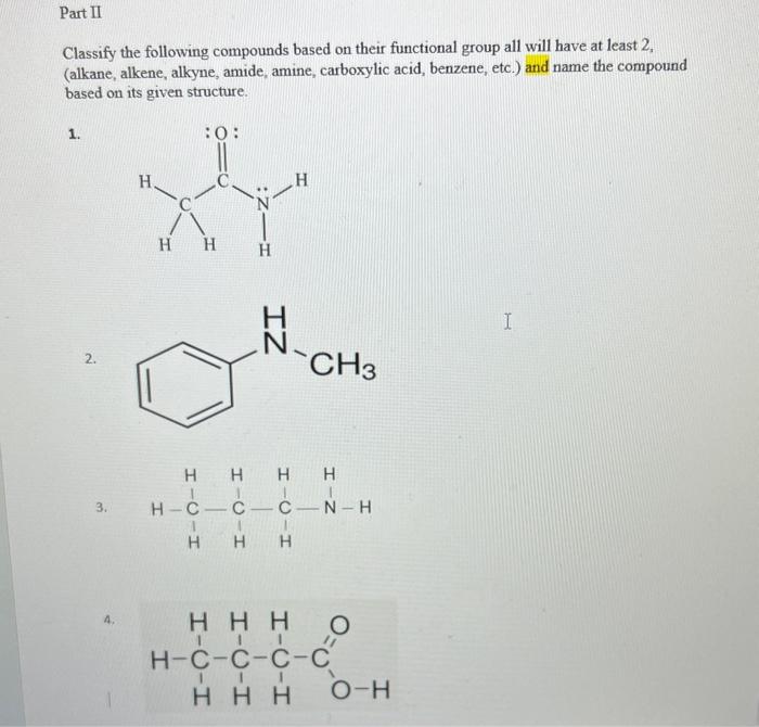 Solved Classify the following compounds based on their | Chegg.com