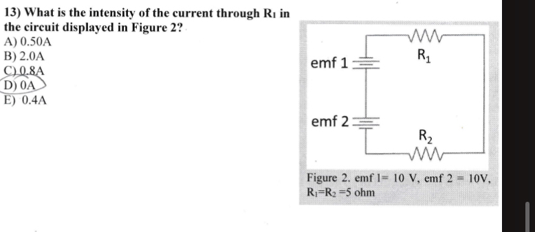 What is the intensity of the current through R1 ﻿in | Chegg.com