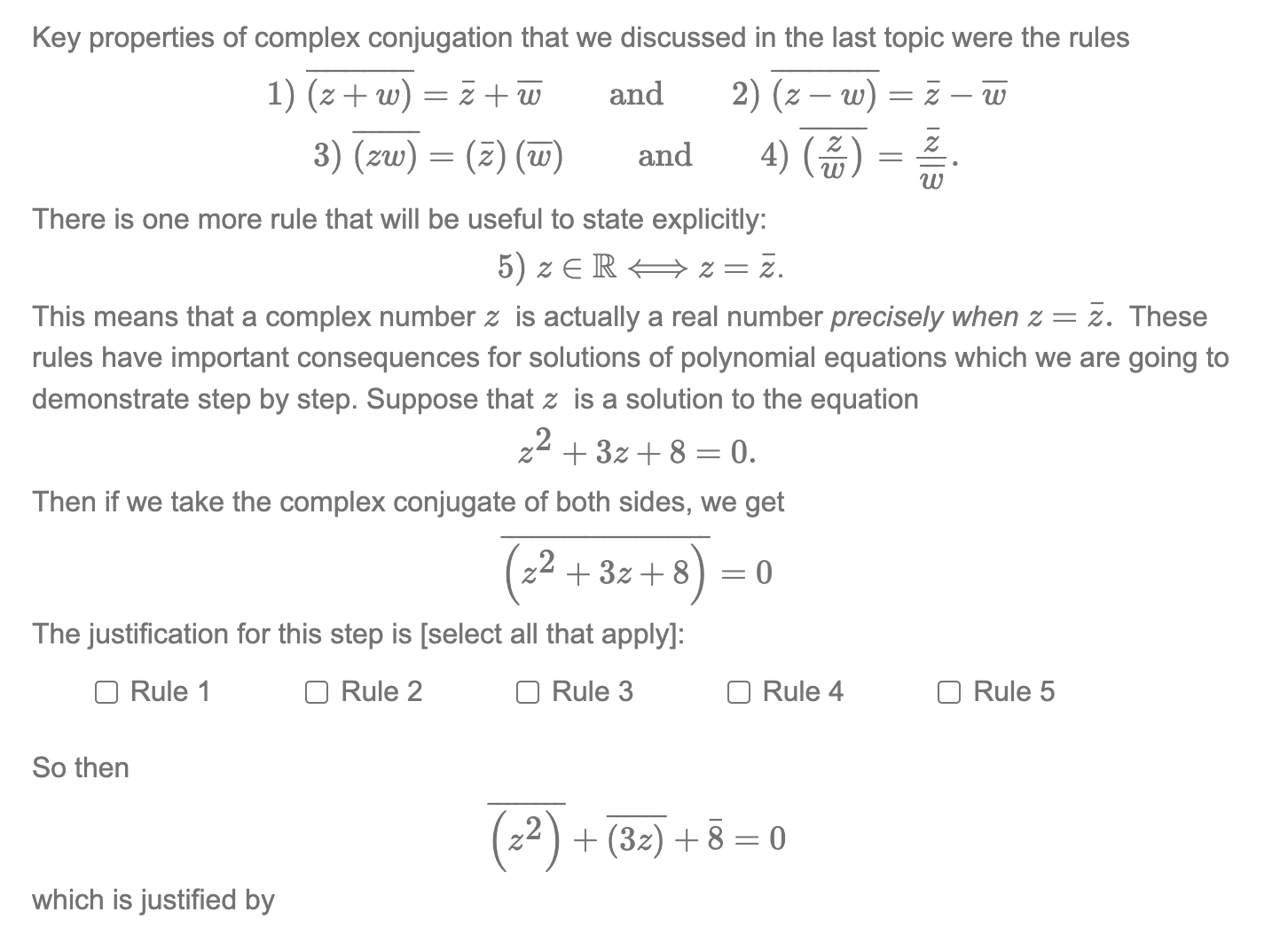 Solved Key properties of complex conjugation that we | Chegg.com