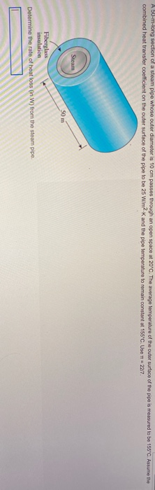 Solved A 50-m-long section of a steam pipe whose outer | Chegg.com