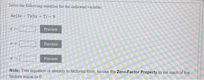Solved Solve the following equation for the indicated | Chegg.com