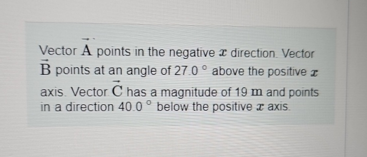 Vector vec(A) ﻿points in the negative x ﻿direction. | Chegg.com