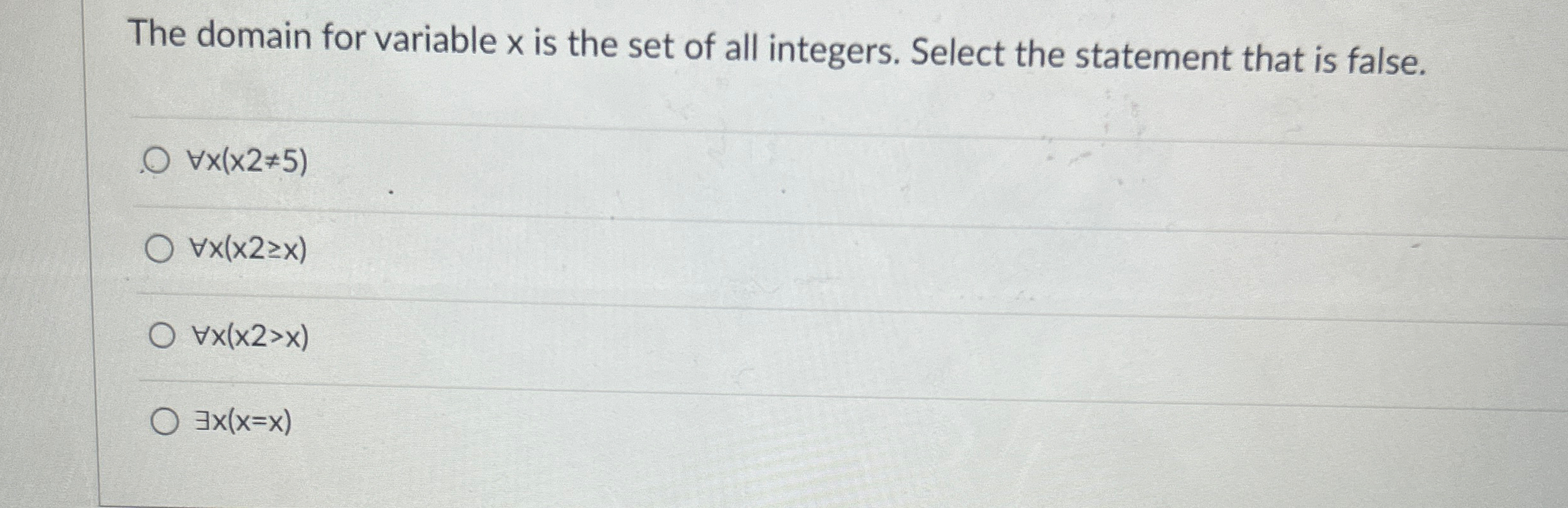 Solved The domain for variable x ﻿is the set of all | Chegg.com