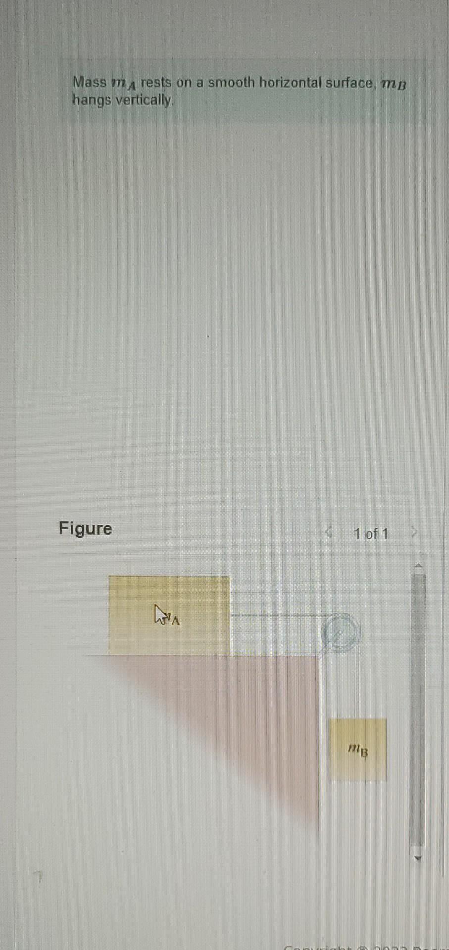 Solved Mass mA rests on a smooth horizontal surface, mB | Chegg.com