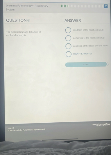 Solved Learning: Pulmonology - | Chegg.com