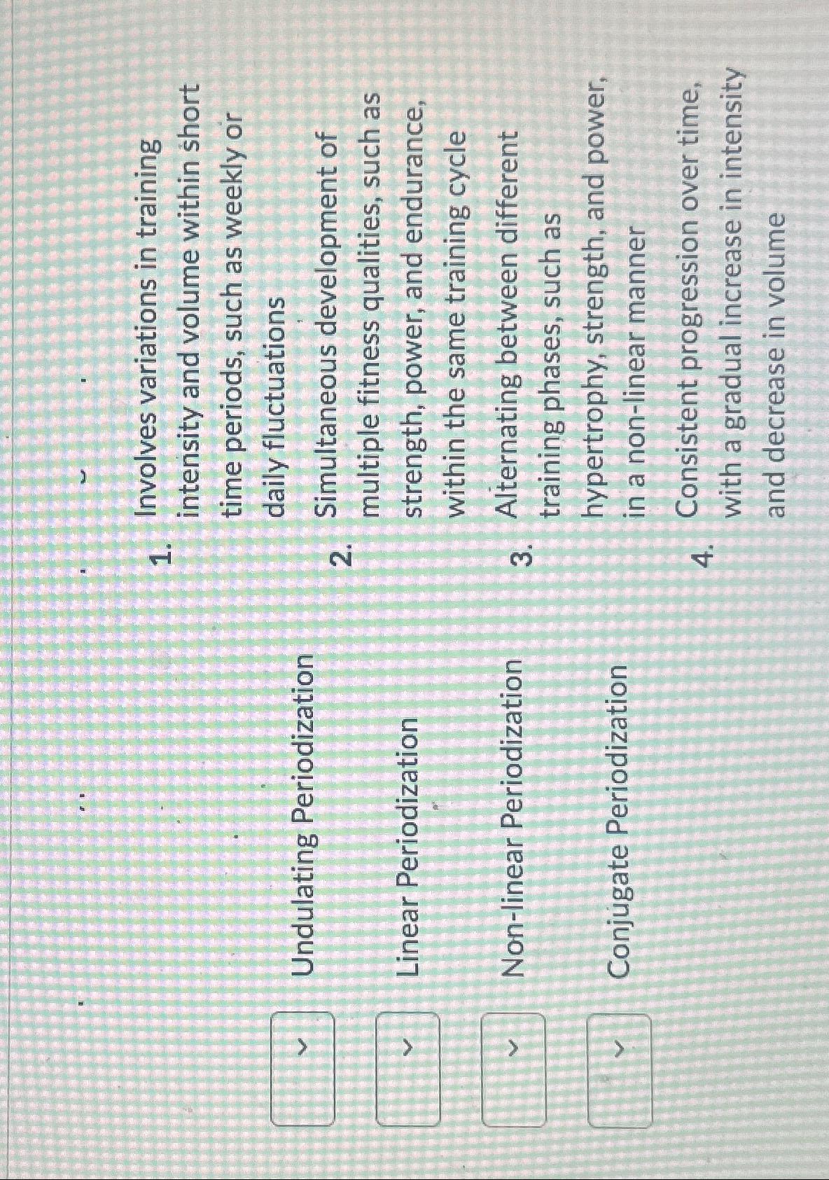 Solved Involves variations in training intensity and volume | Chegg.com