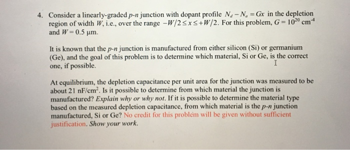 Solved 4. Consider a linearly-graded p-n junction with | Chegg.com