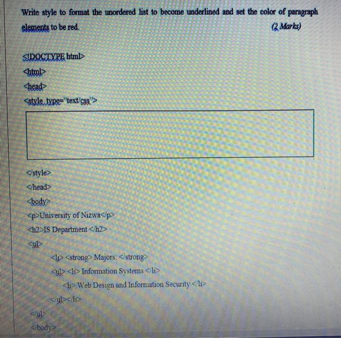 Solved Write style to format the unordered list to become | Chegg.com