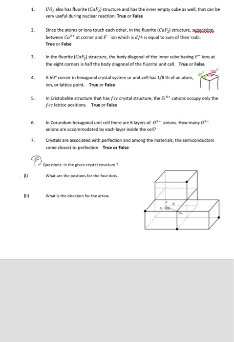Solved 1. VO, also has fluorite (CaF,) structure and has the | Chegg.com