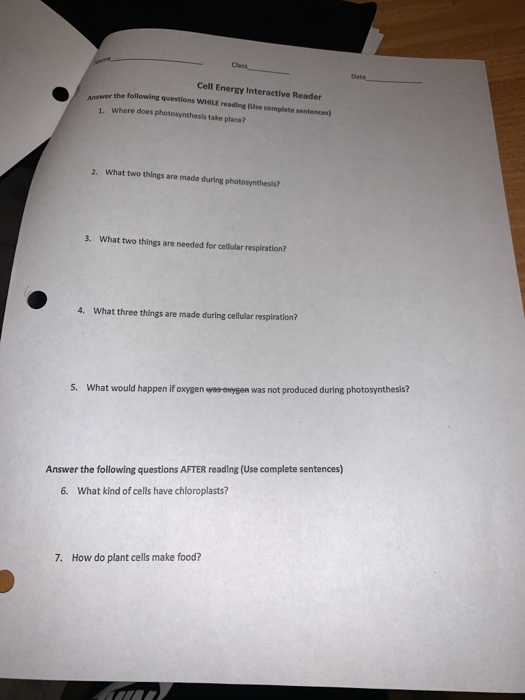 Solved Cell Energy Interactive Reader the following | Chegg.com