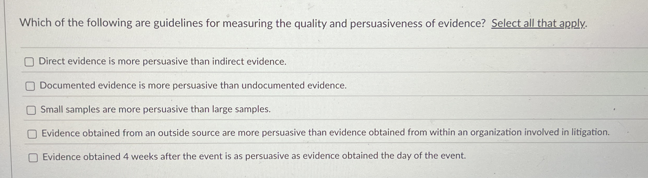 Solved Which of the following are guidelines for measuring | Chegg.com