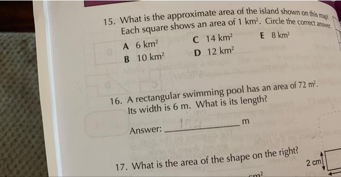 Solved 15. What is the approximate area of the island shown | Chegg.com