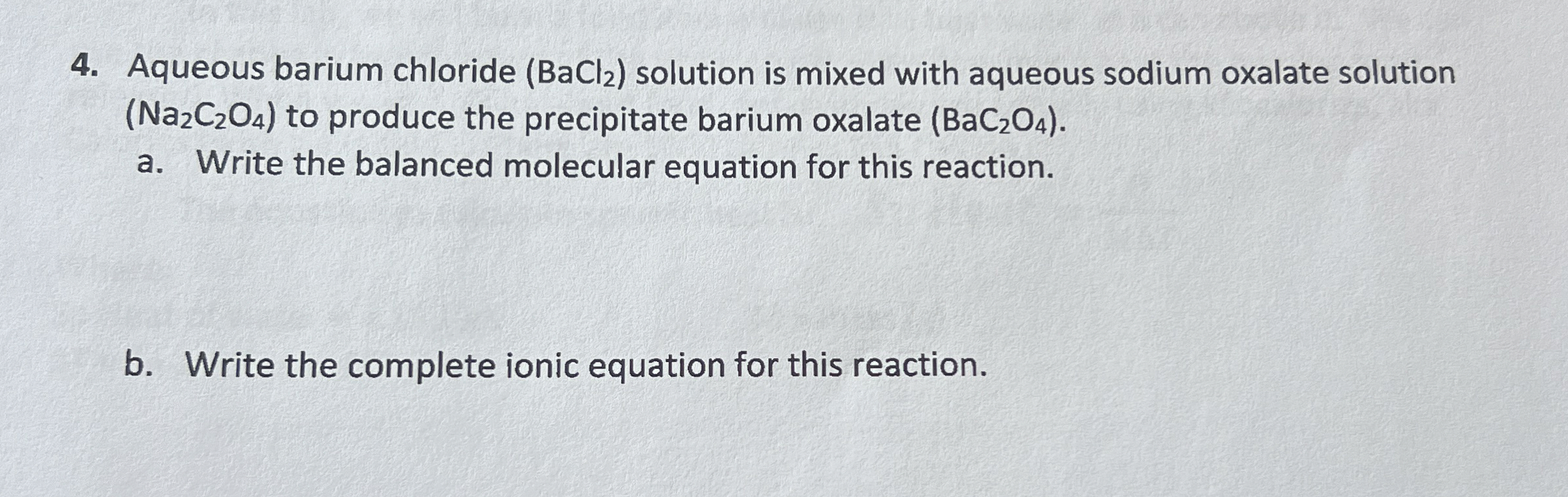 Solved Aqueous barium chloride (BaCl2) ﻿solution is mixed | Chegg.com
