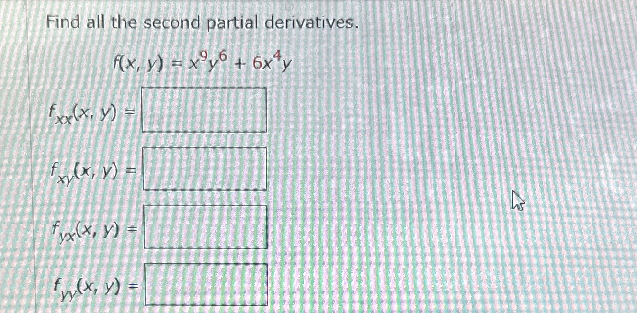 Solved Find all the second partial | Chegg.com