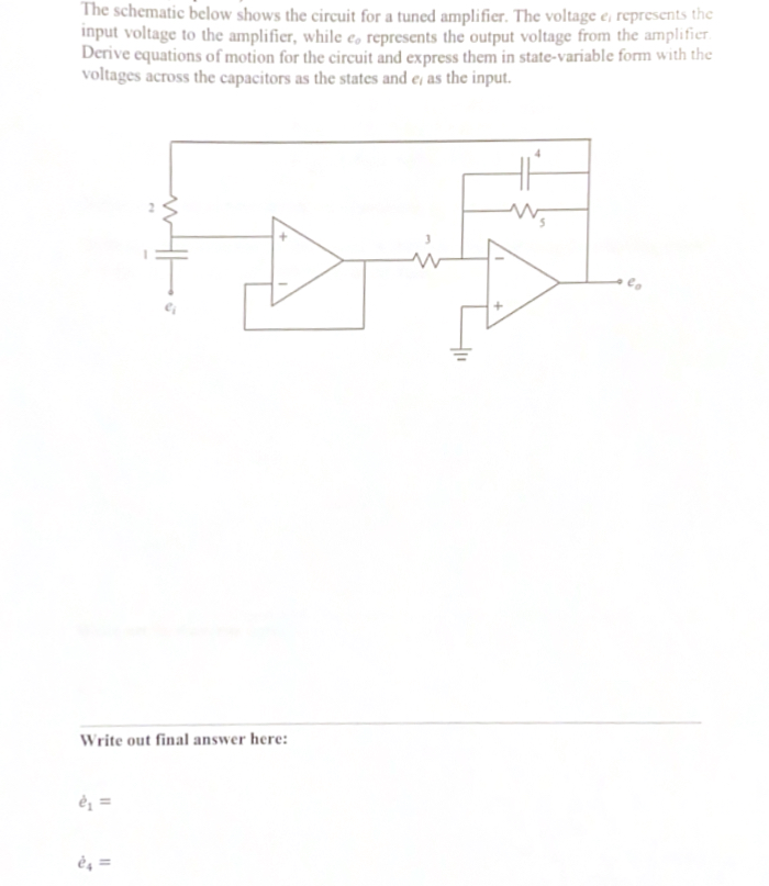 Solved The schematic below shows the circuit for a tuned | Chegg.com