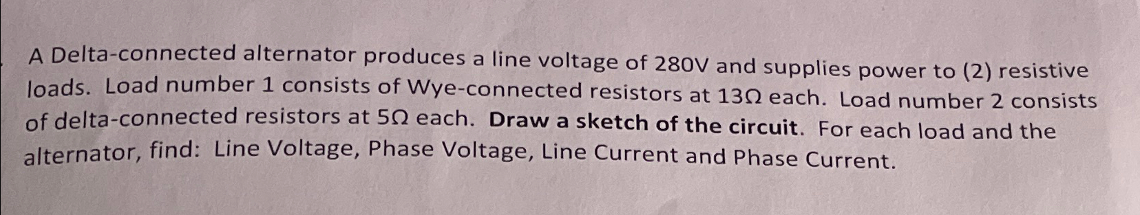 Solved A Delta-connected alternator produces a line voltage | Chegg.com