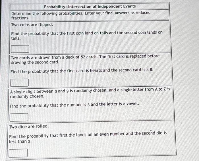 Solved Probability: Intersection of Independent Events | Chegg.com