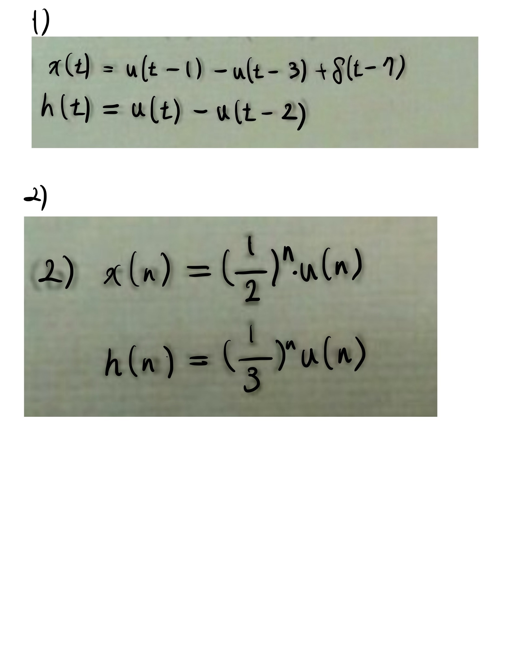 Solved 1) ﻿Find a continuous-time convolution for the next | Chegg.com