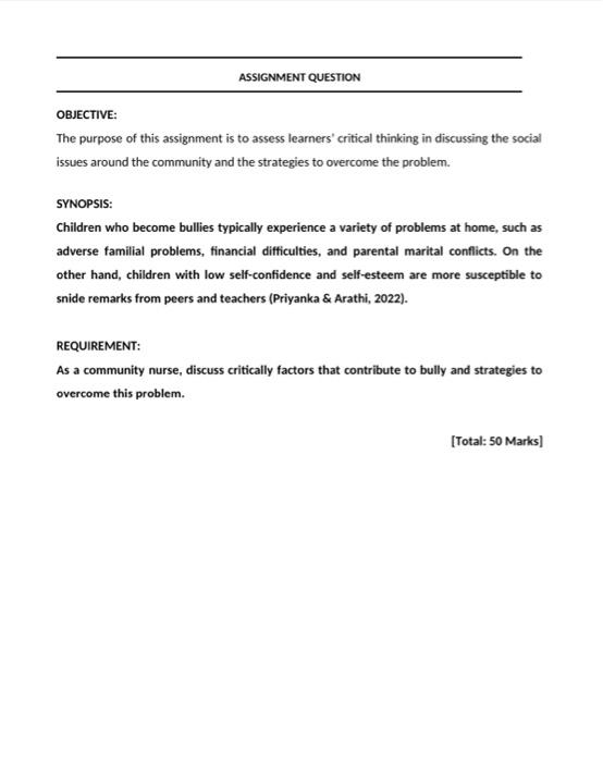 Solved Assignment Question Objective The Purpose Of This