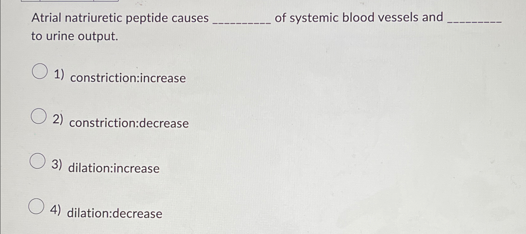 Solved Atrial natriuretic peptide causes ﻿of systemic | Chegg.com