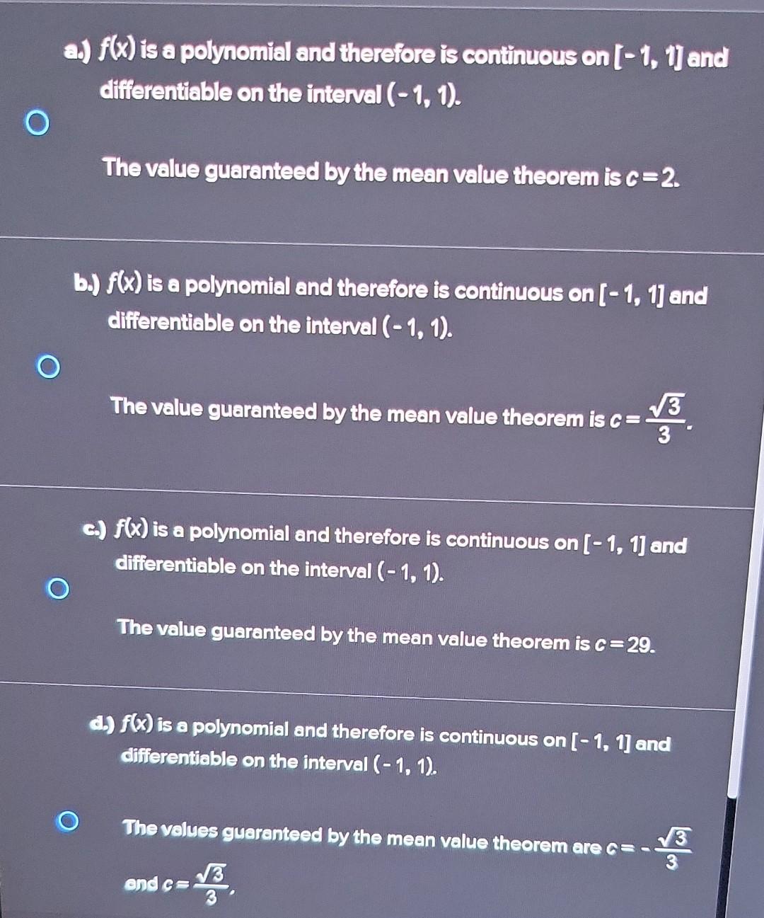 Solved Determine if the conditions of the mean value theorem | Chegg.com