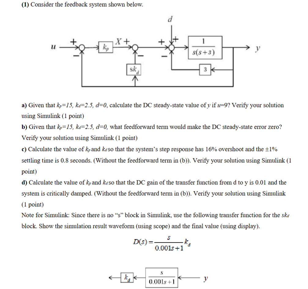 (1) ﻿Consider the feedback system shown | Chegg.com