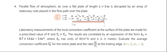 Solved Parallel flow of atmospheric air over a flat plate of | Chegg.com