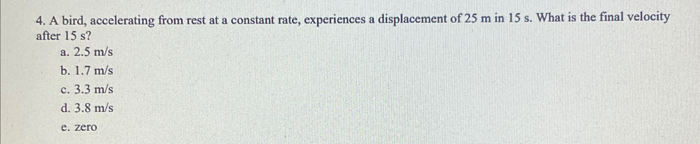 Solved A bird, accelerating from rest at a constant rate, | Chegg.com