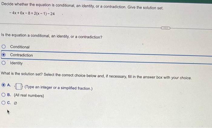 Solved Decide whether the equation is conditional, an | Chegg.com