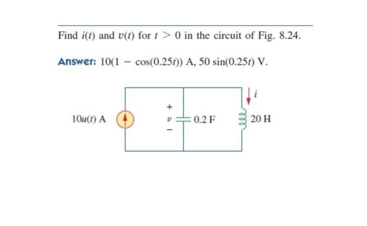 Solved Find i(t) and v(t) for t>0 in the circuit of Fig. | Chegg.com
