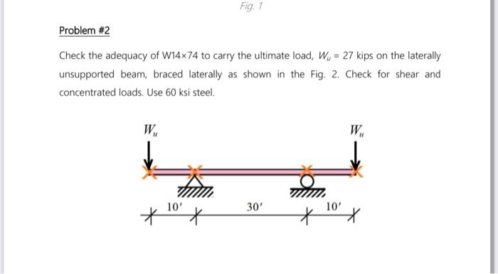 Solved Fig. 1 Problem #2 Check the adequacy of W14x74 to | Chegg.com