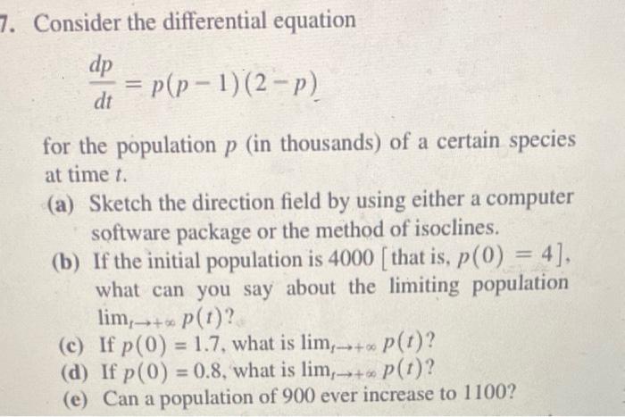 Solved 7. Consider the differential equation | Chegg.com
