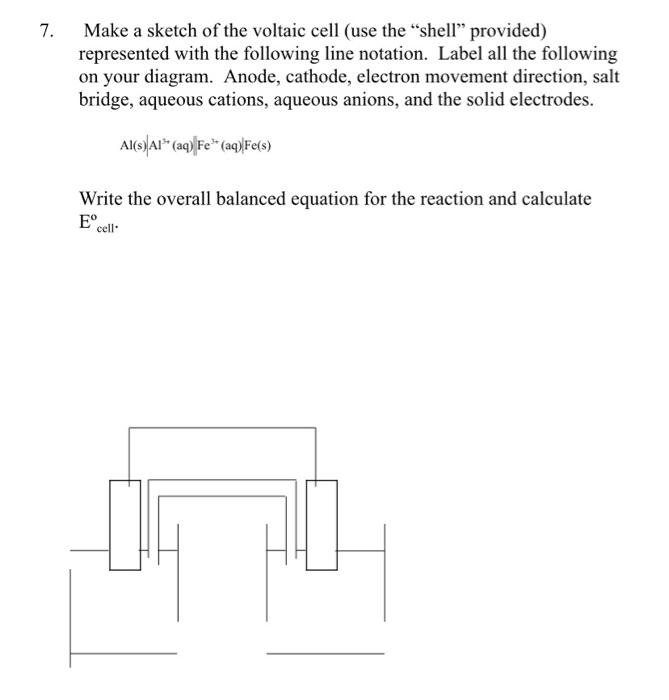 Solved 7. Make a sketch of the voltaic cell (use the “shell” | Chegg.com