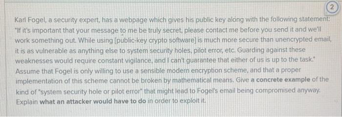 Solved Karl Fogel, a security expert, has a webpage which | Chegg.com