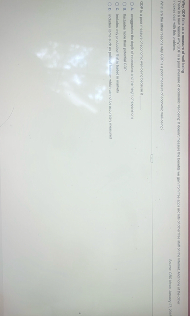 Solved Why GDP fails as a measure of well-beingThere is a | Chegg.com