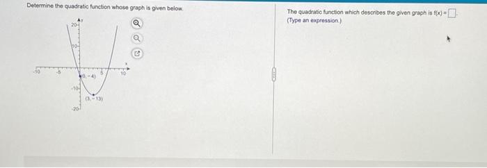 Solved Determine the quadratic function whose graph is given | Chegg.com